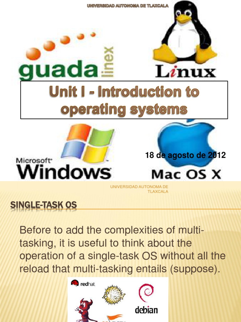 Unit I Single Task OS | PDF | Operating System | Input/Output