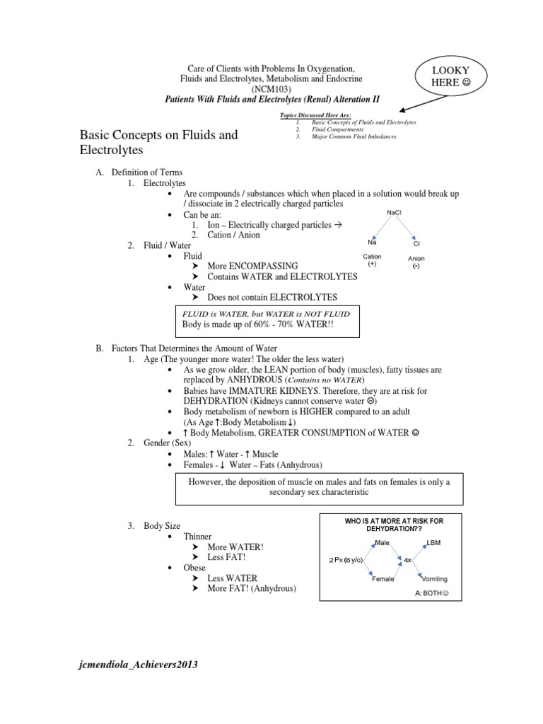 Basic Concepts on Fluids and Electrolytes | PDF | Electrolyte | Dehydration