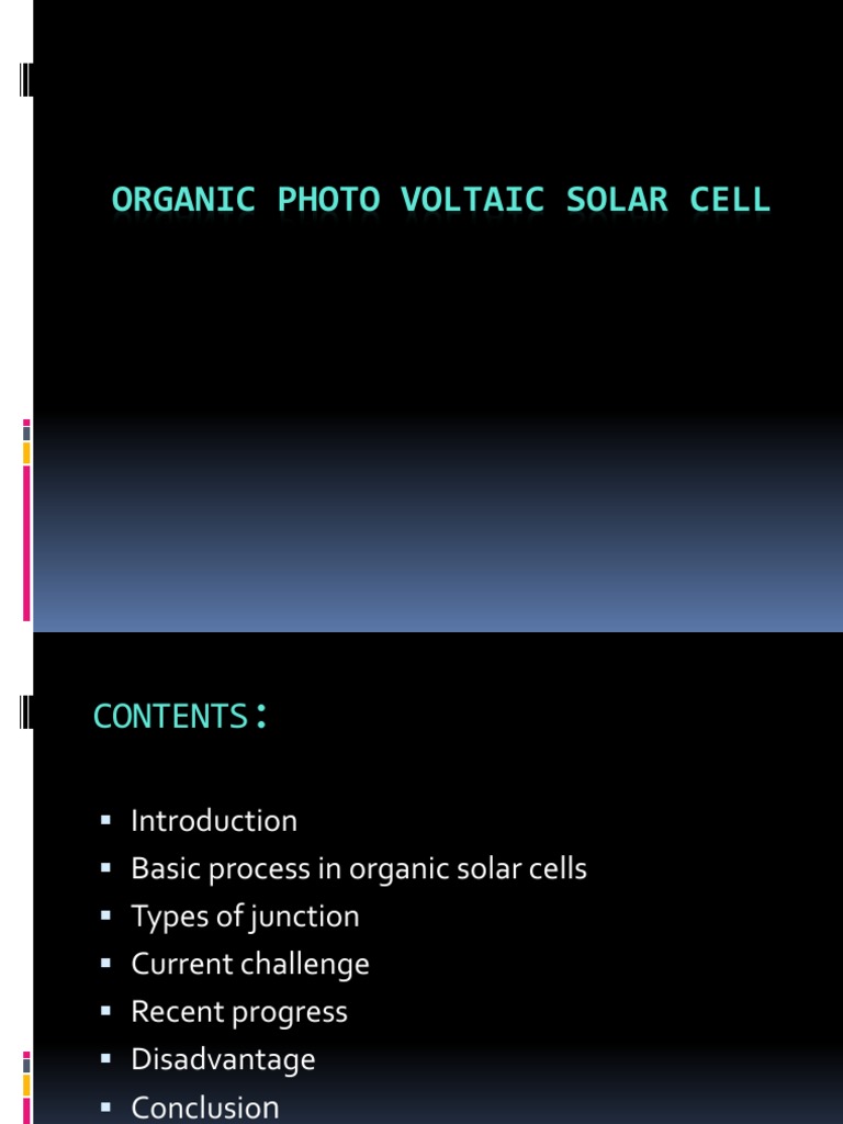 Organic Solar Cell | PDF | Solar Cell | Glass Applications