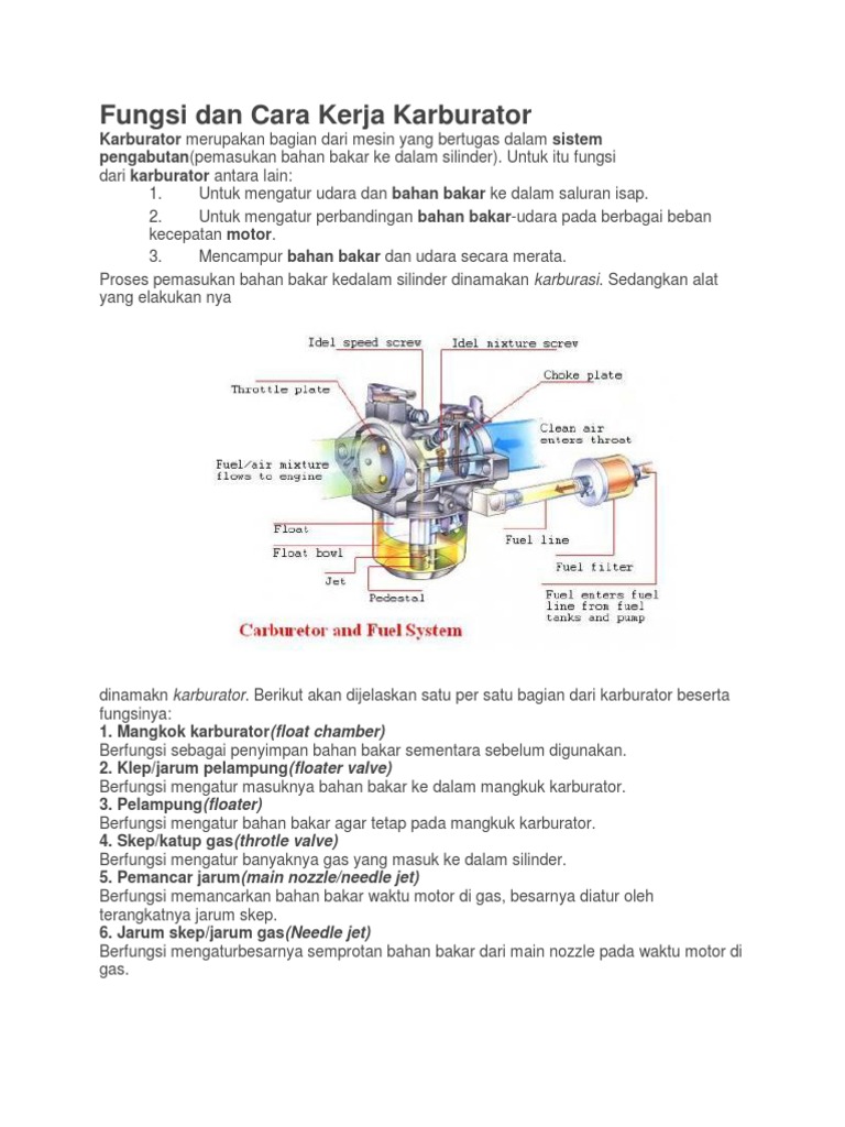 Fungsi Dan Cara Kerja Karburator | PDF
