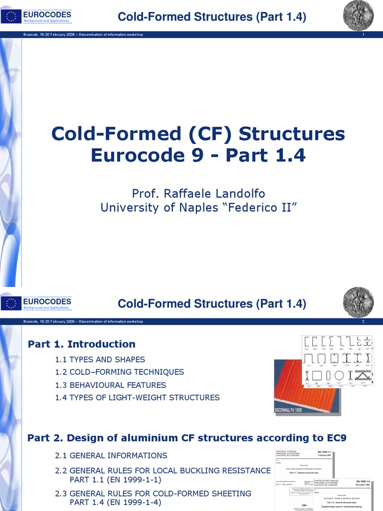 Cold Form Structures Eurocode 9 - Part 1.4 | PDF | Buckling | Strength ...