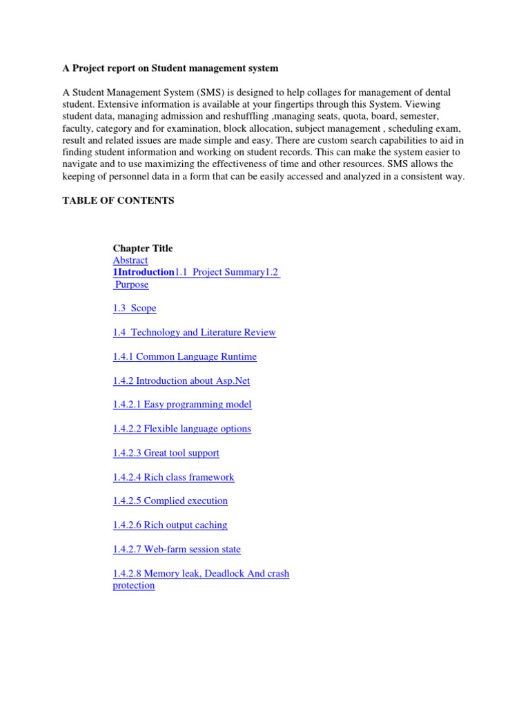 A Project Report On Student Management System | PDF | System | Software ...