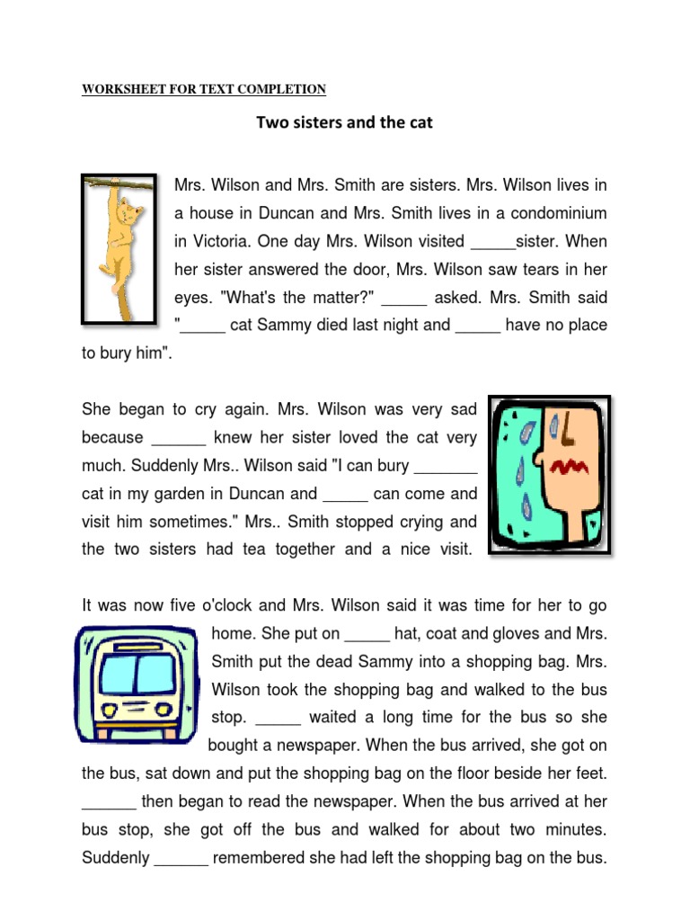 Worksheet For Text Completion | PDF | Leisure