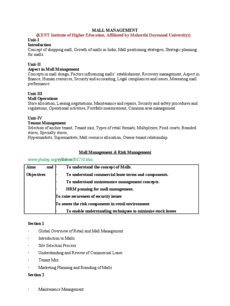 Mall Management | PDF