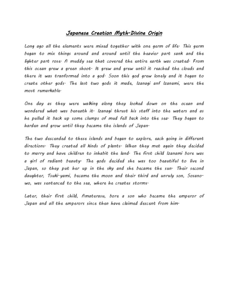 Japanese Creation Myth: Izanagi and Izanami | PDF | Science & Mathematics