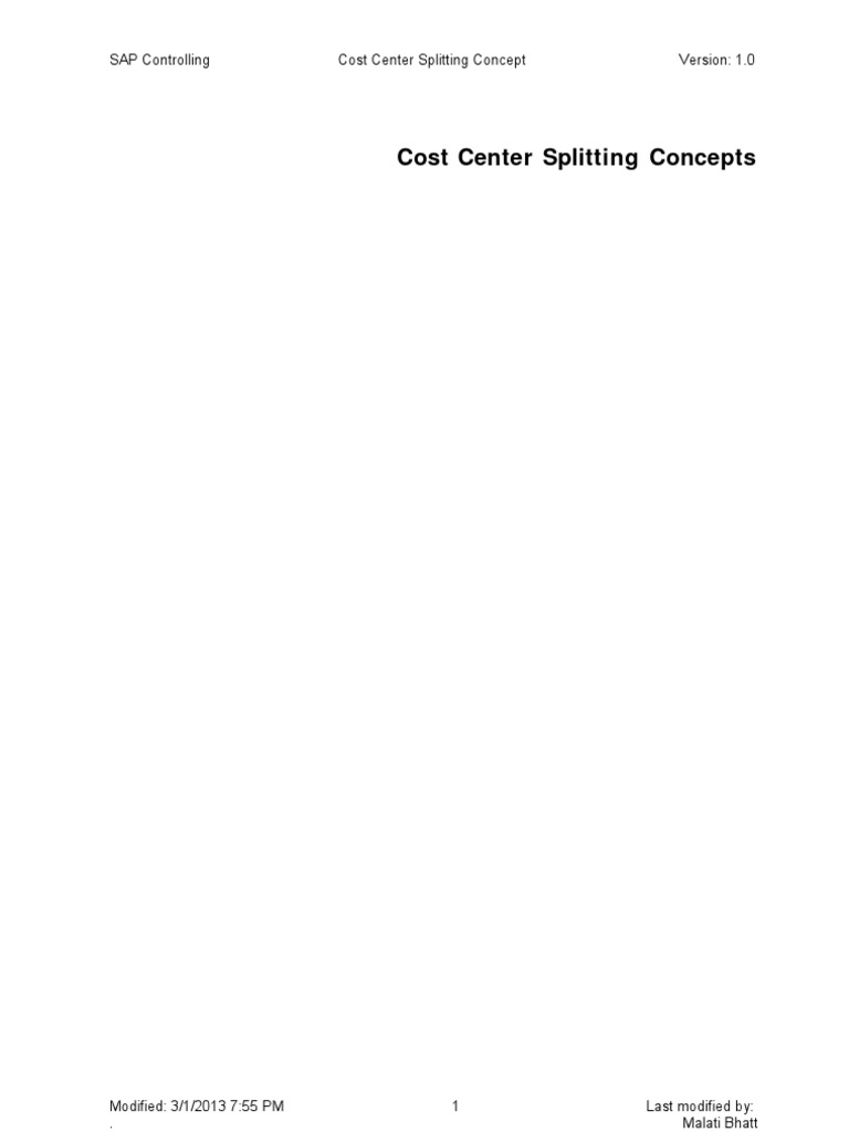 Cost Center Splitting in SAP | PDF | Units Of Measurement | Prices