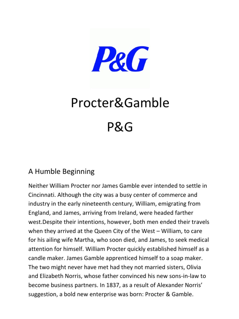 The History and Growth of Procter & Gamble from a Small Partnership in ...