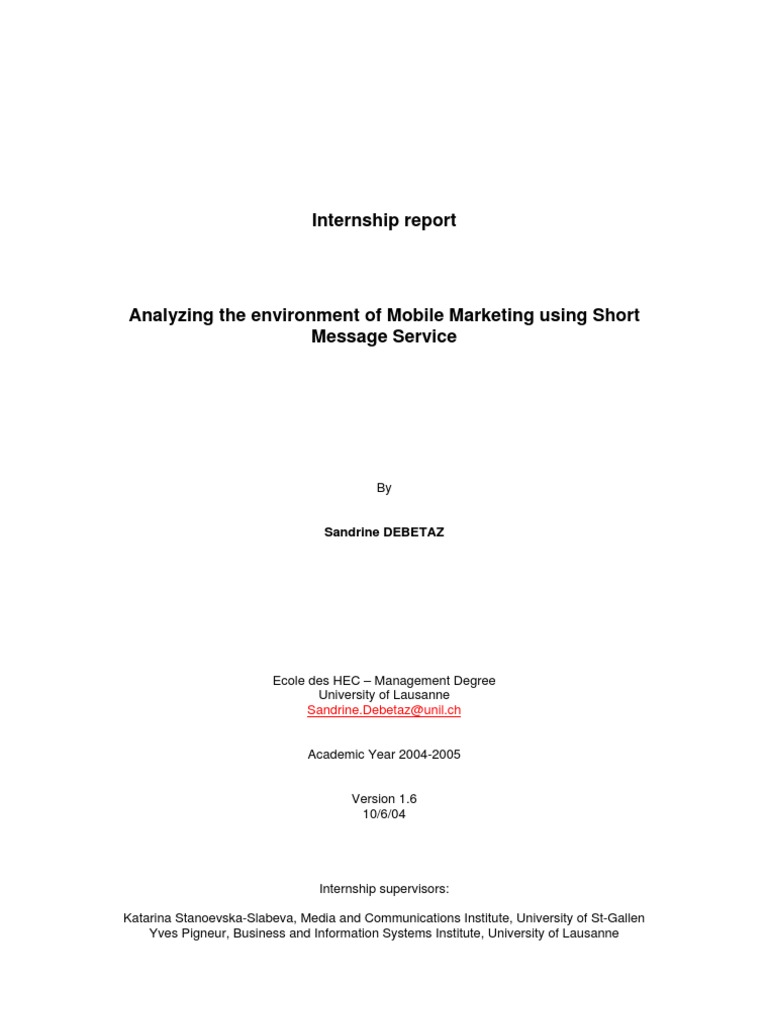 Summer Internship Report | PDF | Mobile Marketing | Marketing