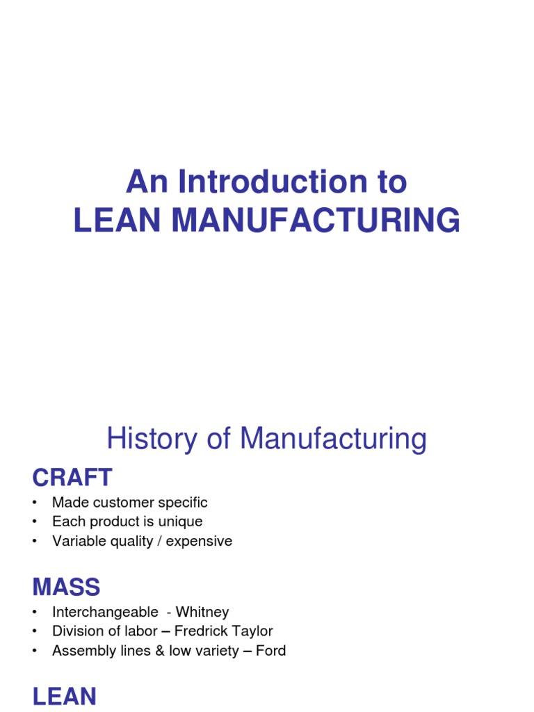 An Introduction To Lean Manufacturing | PDF | Career & Growth | Business