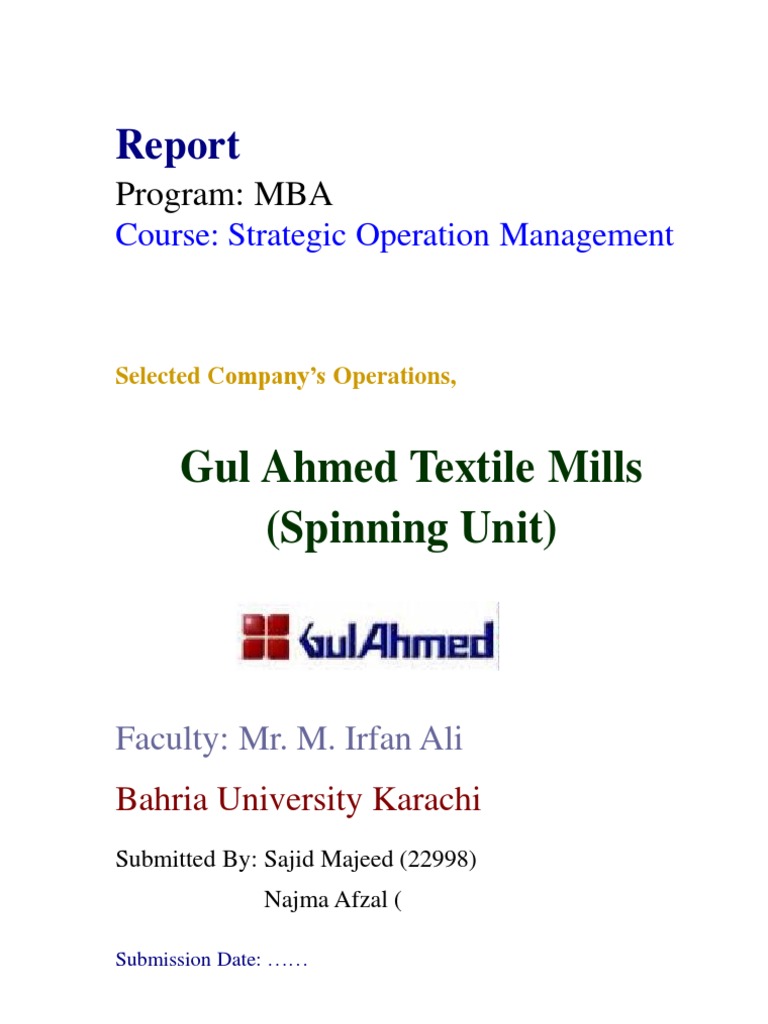 Operation Management Report | PDF | Textile Manufacturing | Textiles