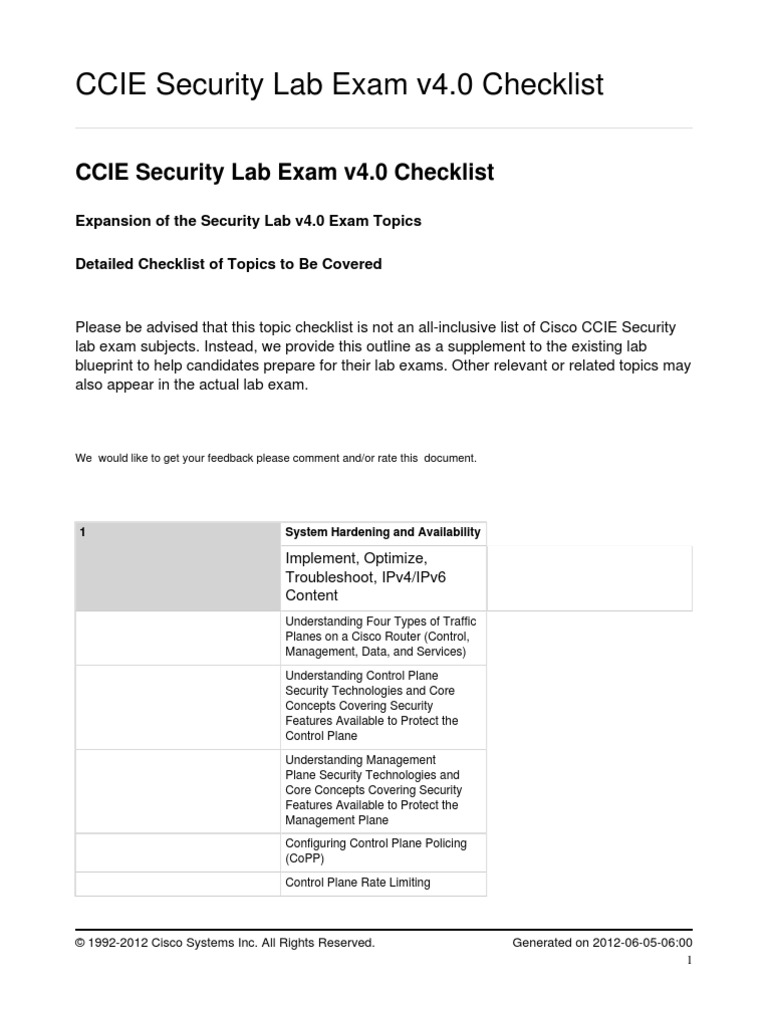 CCIE Security Lab Exam v4.0 Checklist | PDF | Ip Address | Virtual ...