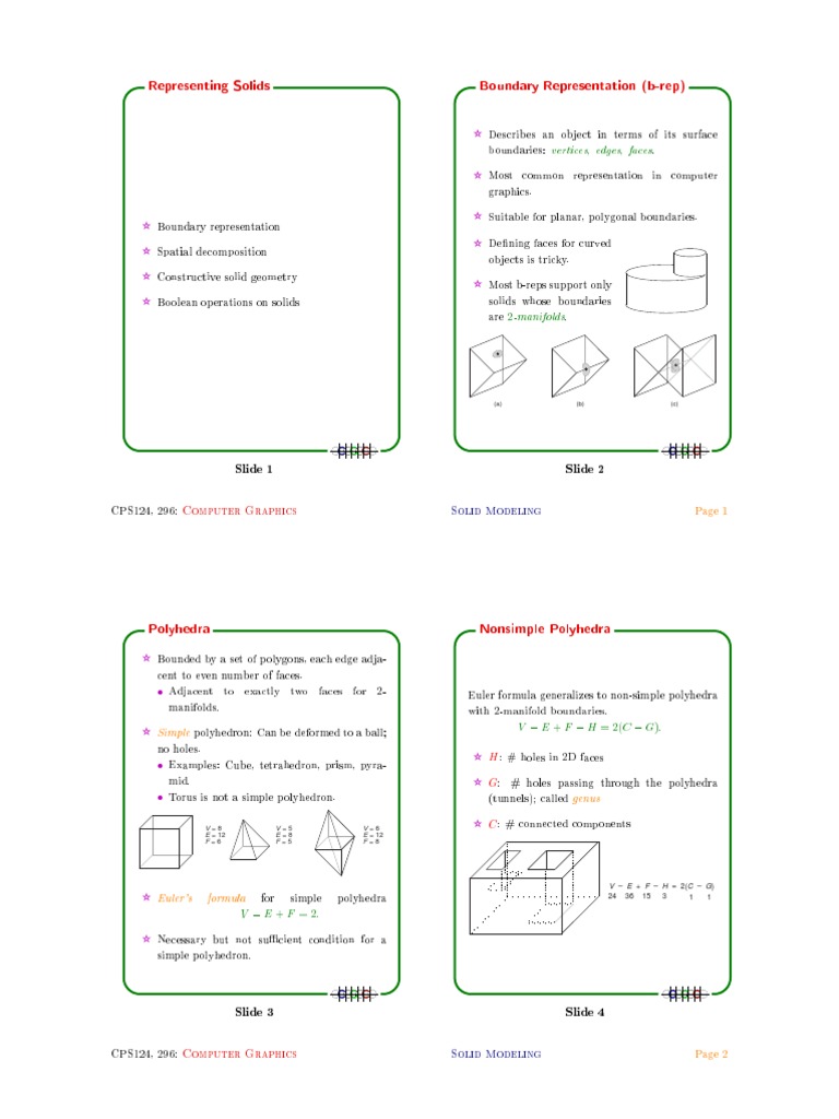 Representing Solids Boundary Representation (B-Rep) : Slide 1 Slide 2 ...