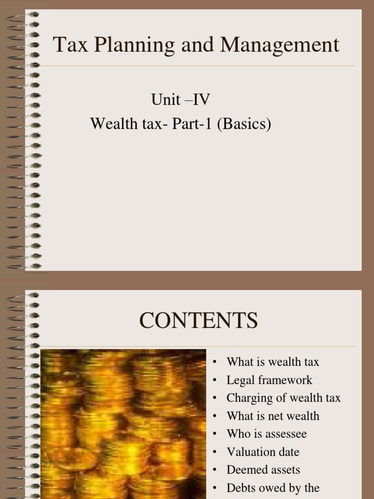 Tax Planning and Management: Unit - IV Wealth Tax-Part-1 (Basics) | PDF ...
