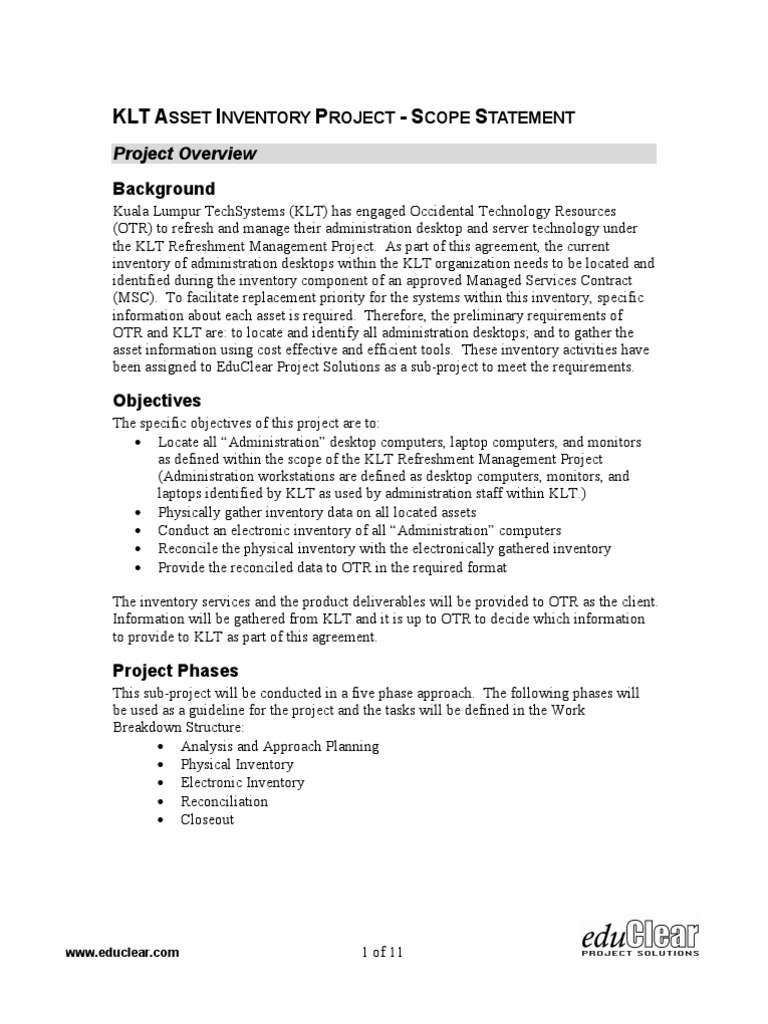 Template - Detailed Scope Statement | PDF | Computing | Digital Technology