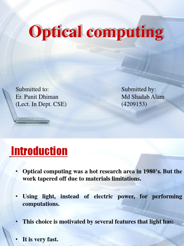 Opticalcomputing Final Pdf Optics Wavelength Division Multiplexing