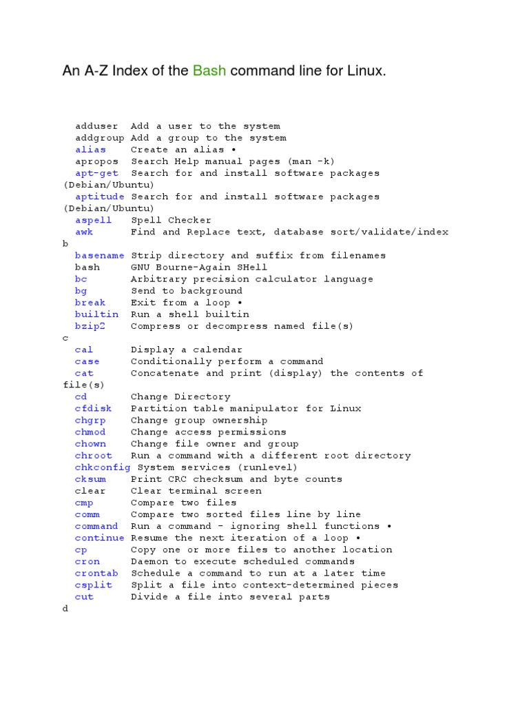 An A-Z Index of The Command Line For Linux | Download Free PDF | Computer File | Command Line ...