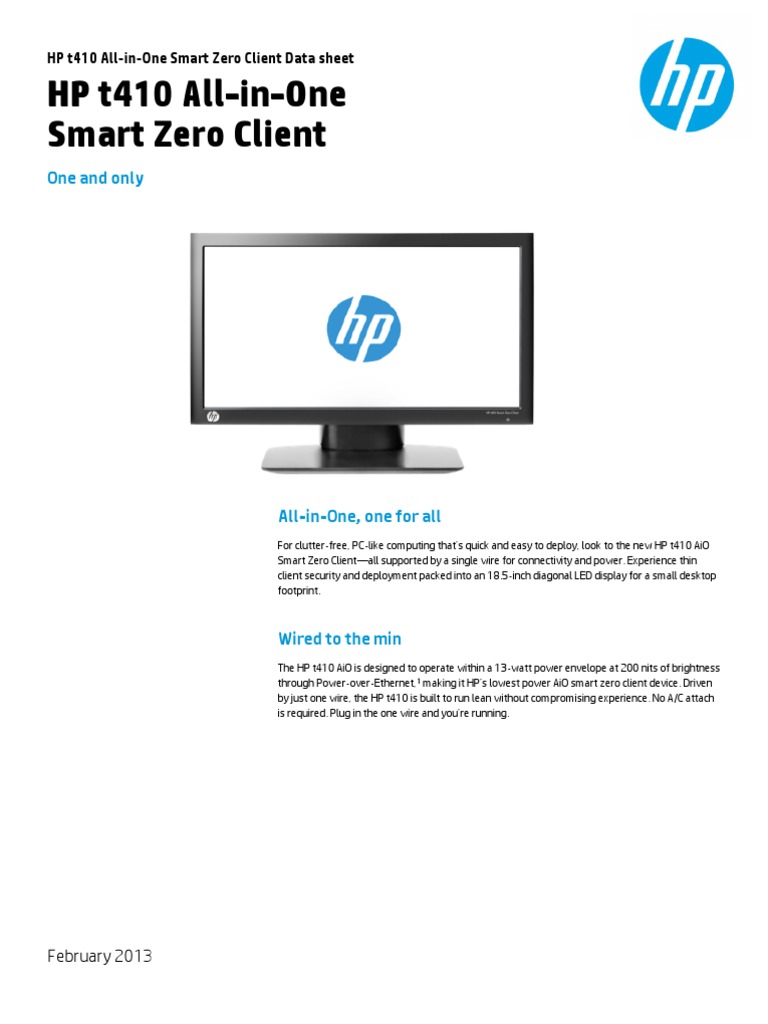 HP t410 All-in-One Smart Zero Client | PDF | Computer Network ...