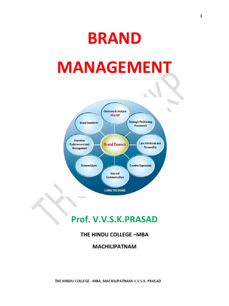 Brand Management: Prof. V.V.S.K.PRASAD | PDF