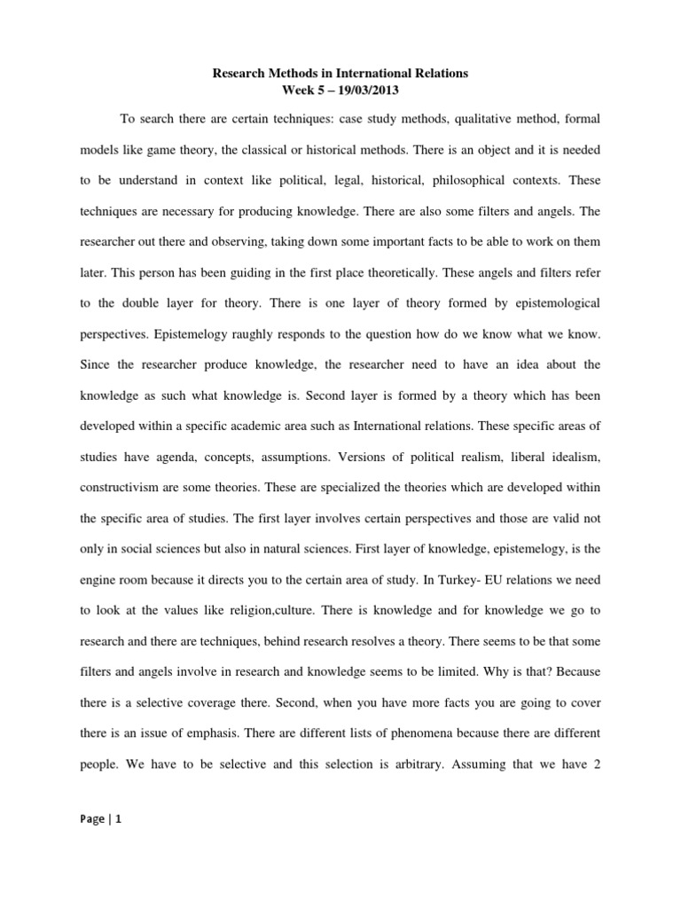 Week 5 Research Methods in International Relations | PDF | Epistemology ...