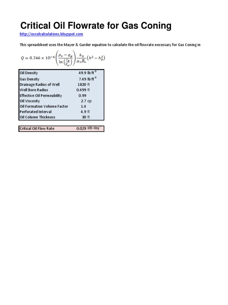 Critical Oil Flowrate For Gas Coning: FT FT | PDF | Technology ...