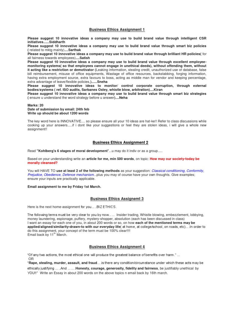 Business Ethics Assignment | PDF | Business Ethics | Stereotypes