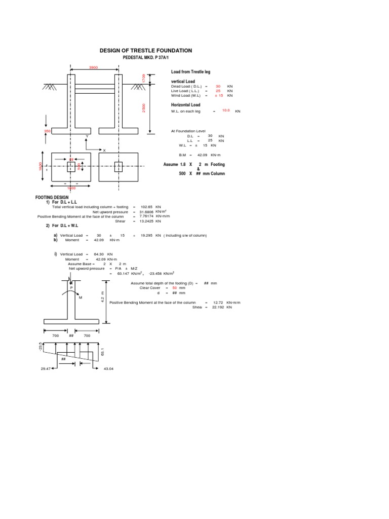 Design of Trestle Foundation: Pedestal Mkd. P 37A/1 | PDF | Bending ...