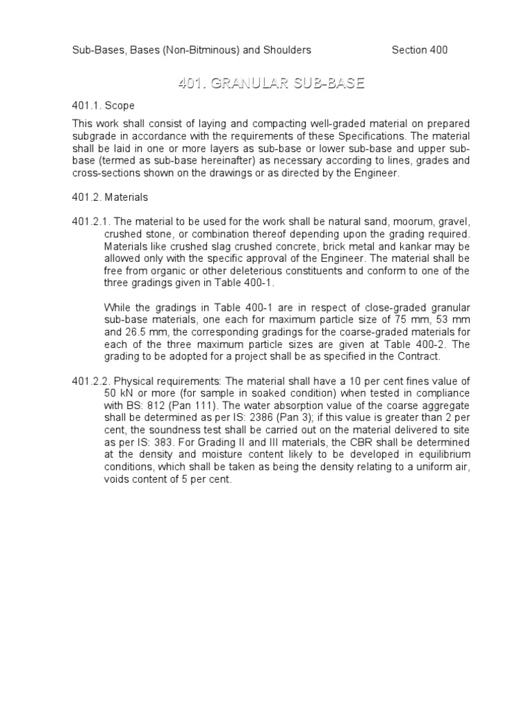 04-400. Sub-Bases, (Non-Bituminous) and Shoulders | PDF | Road Surface ...