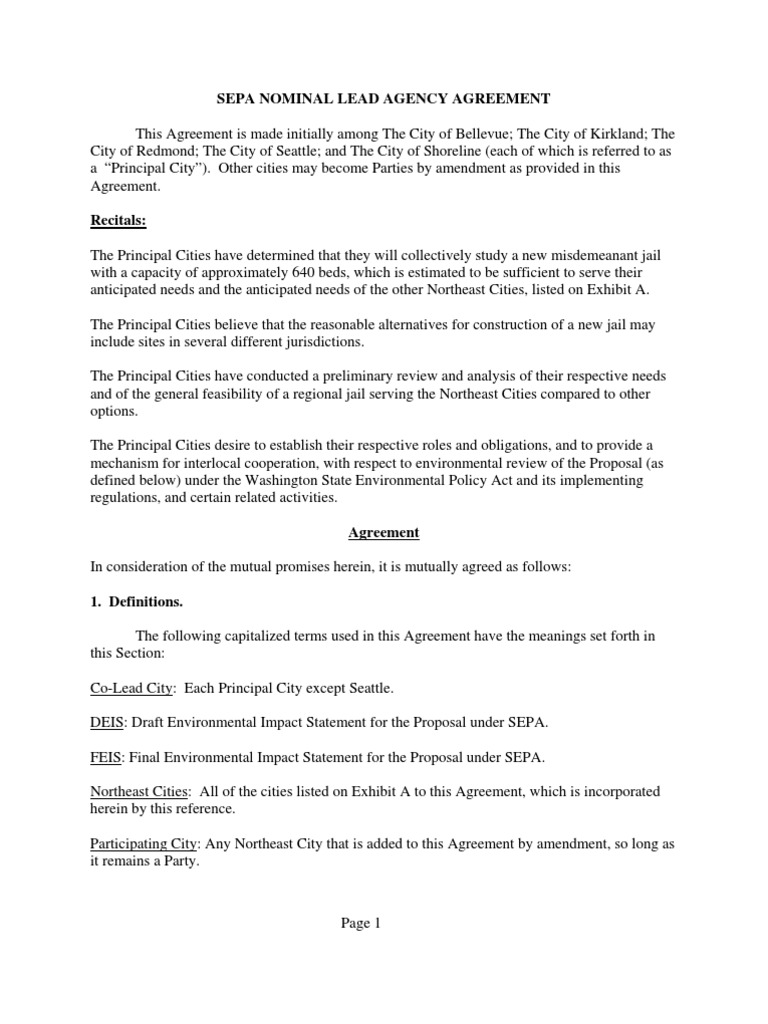 NEC SEPA Agreement Final Text | PDF | Environmental Impact Assessment ...