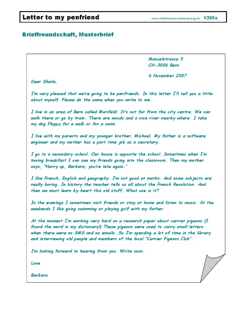 Letter To A Penfriend | PDF