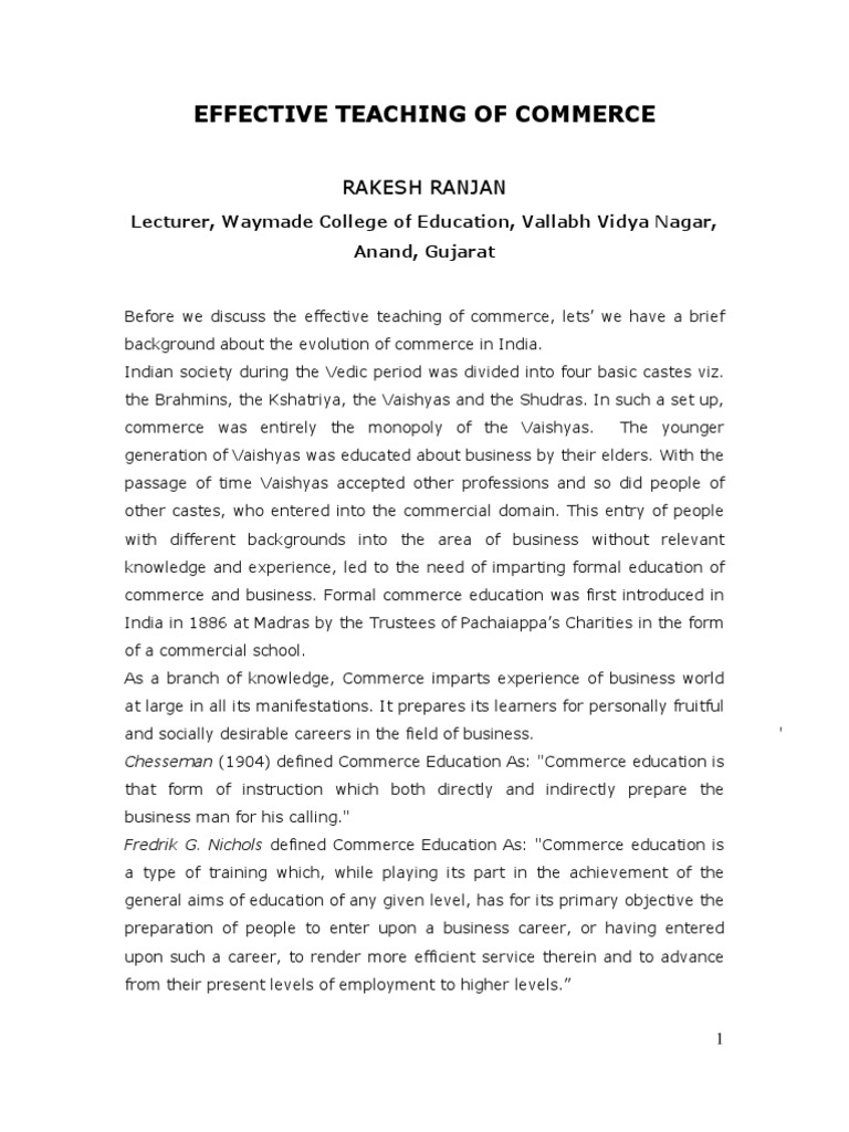 Effective Teaching Commerce | PDF | Learning Styles | Teachers