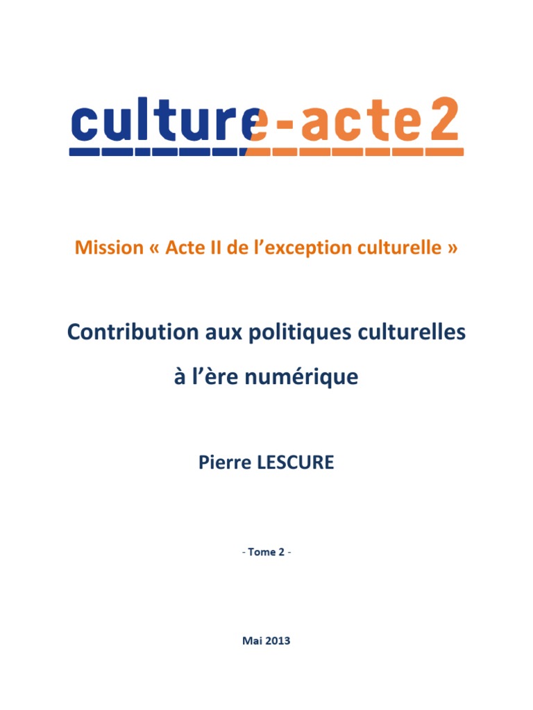 Rapport Lescure Tome 2 PDF | PDF | Sciences sociales | Art