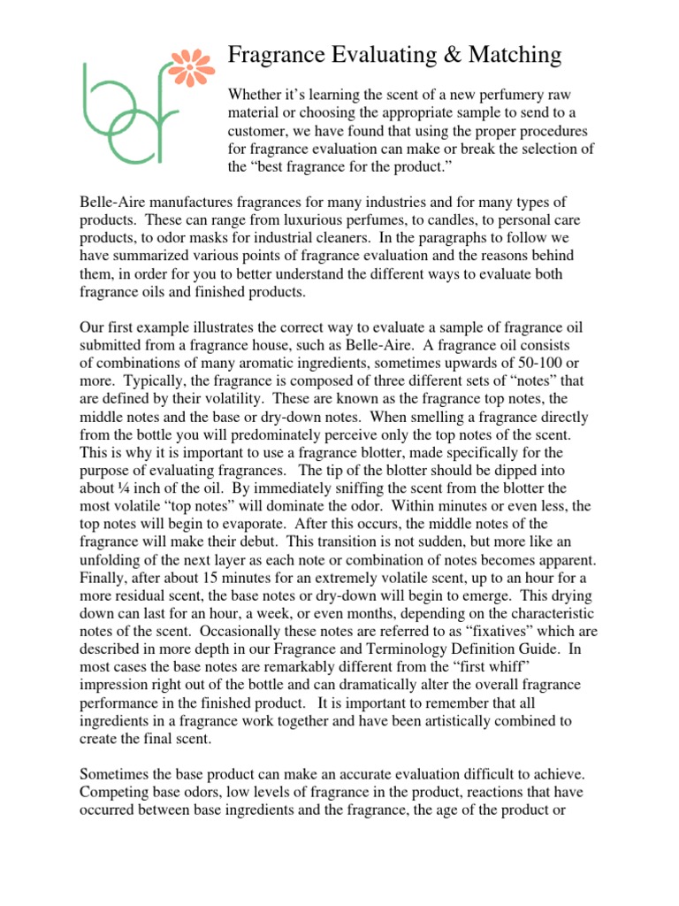 Fragrance Evaluating & Matching | PDF | Perfume | Odor