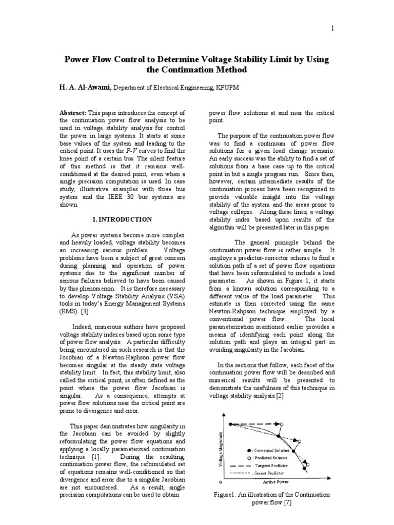 Power Flow Control To Determine Voltage Stability Limit by Using The Continuation Method | PDF ...