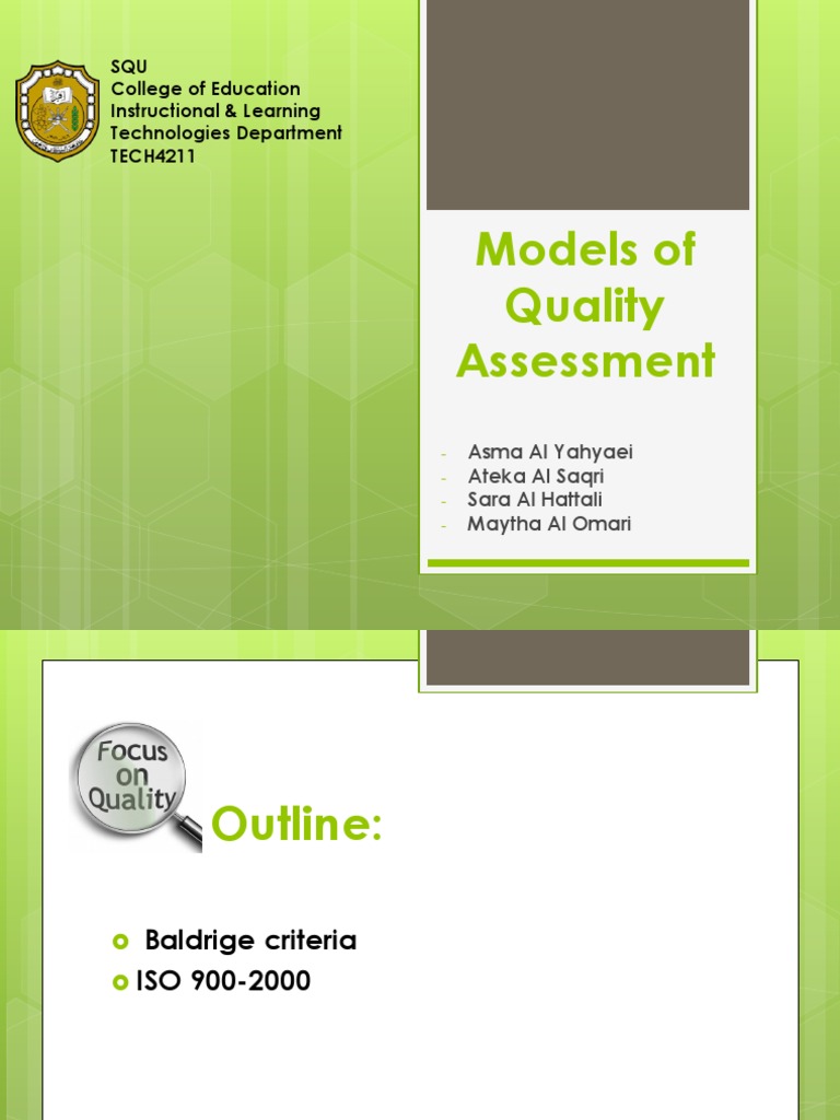 Quality Assessment Models Overview | PDF | Iso 9000 | Leadership