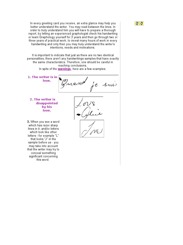 Love in Handwriting | PDF | Graphology | Behavioural Sciences
