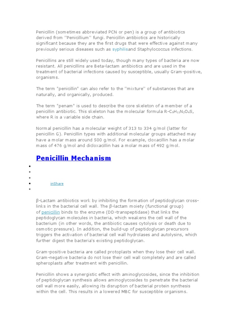 Penicillin Mechanism: Syphilis | PDF | Social Science