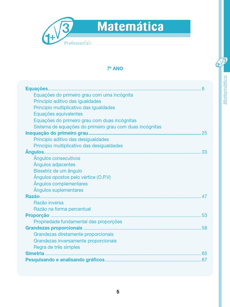 02 Matematica 7ano1 | PDF | Ângulo | Equações