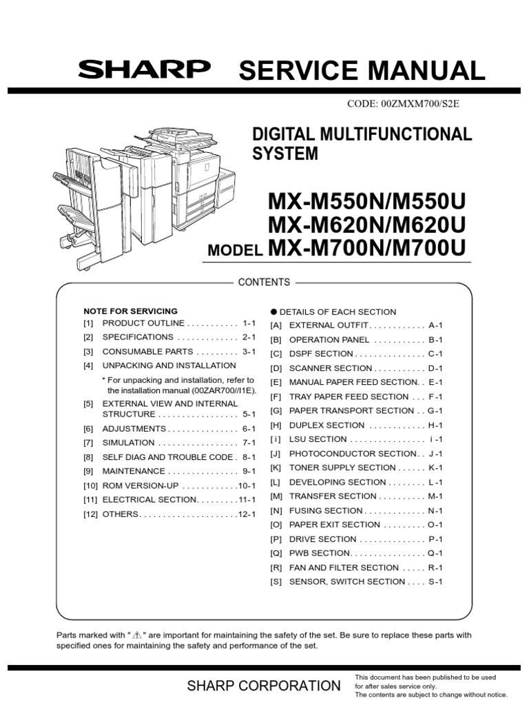 Sharp MX m550n U MX m620n U MX m700n U | PDF | Image Scanner | Fax