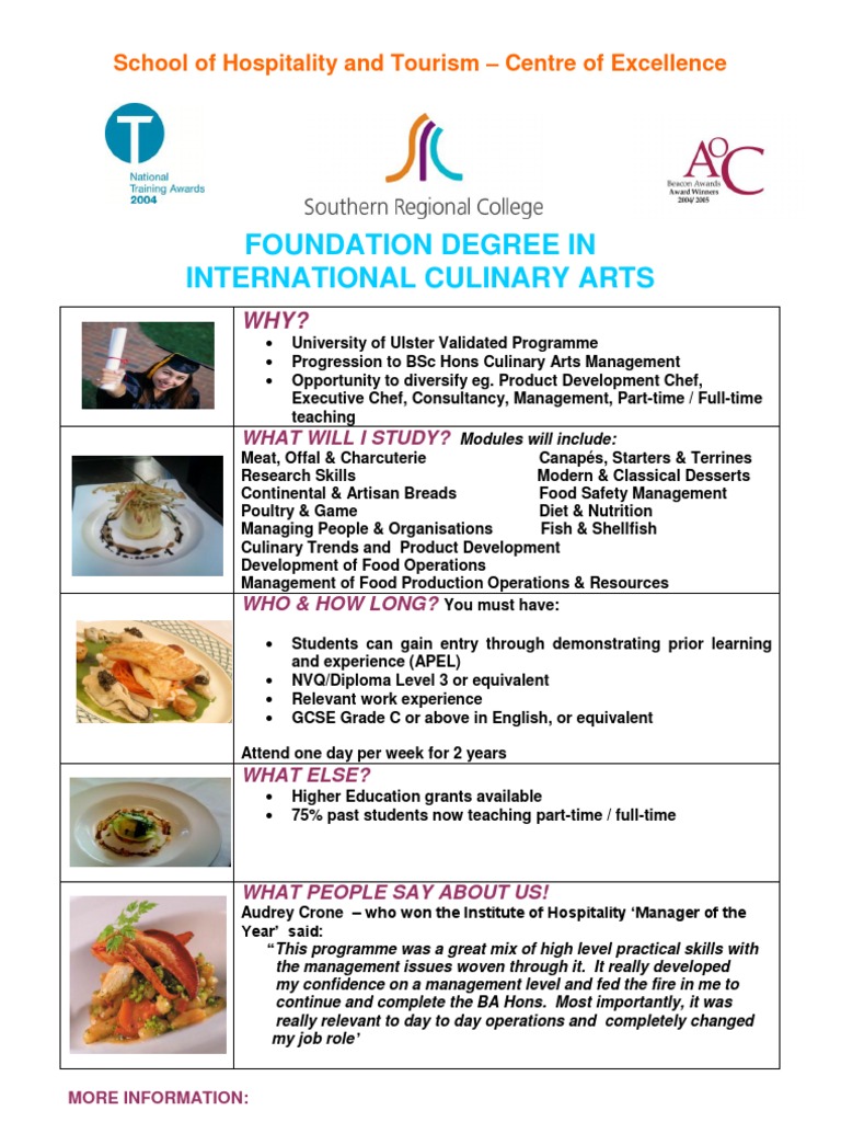 Foundation Degree in Culinary Arts | PDF | Career & Growth | Wellness