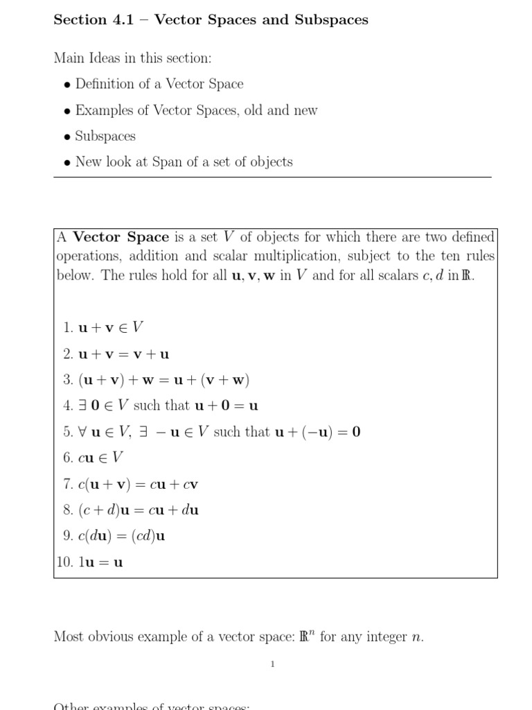Vector Space | PDF | Linear Subspace | Vector Space
