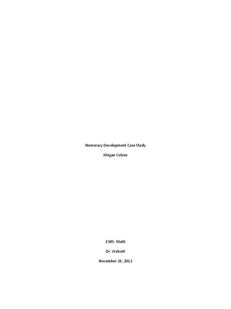 Numeracy Case Study | PDF | Lesson Plan | Cognition