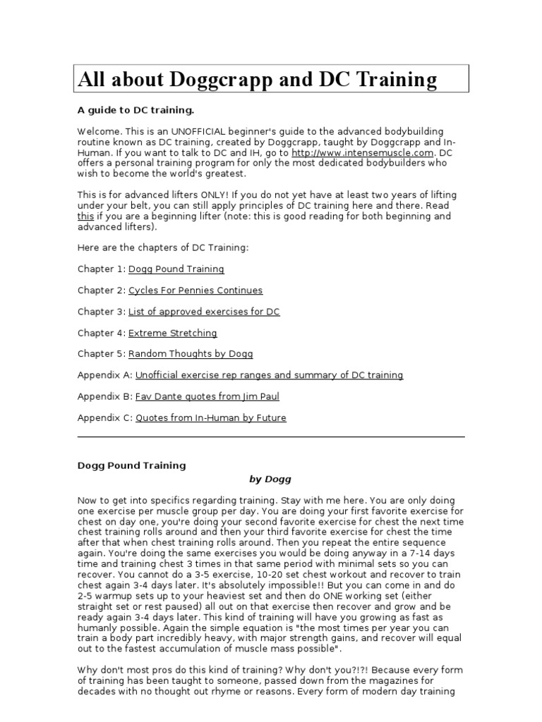 All About Doggcrapp and DC Training | PDF | Strength Training | Weight ...