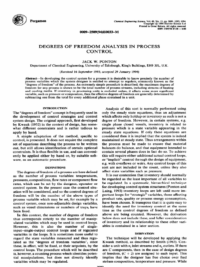 Process Control Degrees of Freedom | PDF | Control Theory | Phase (Matter)
