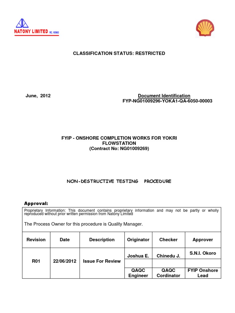 NDT Procedure | PDF | Nondestructive Testing | Medical Ultrasound