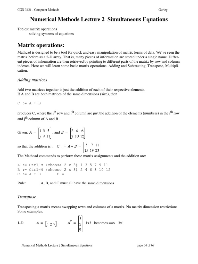 Solving Simulatenous Equations Using Matrices | PDF