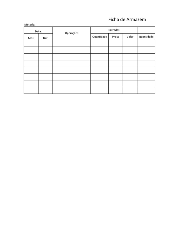 Ficha De Armazem