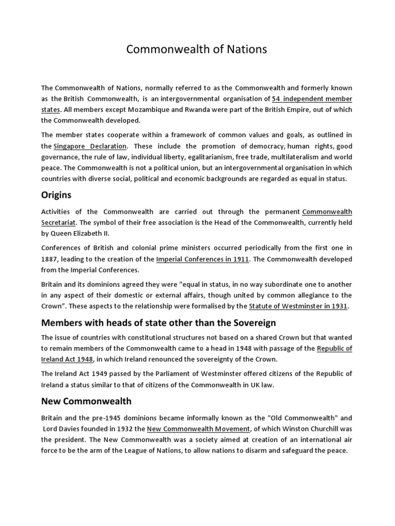 Commonwealth | Commonwealth Of Nations | Political Science