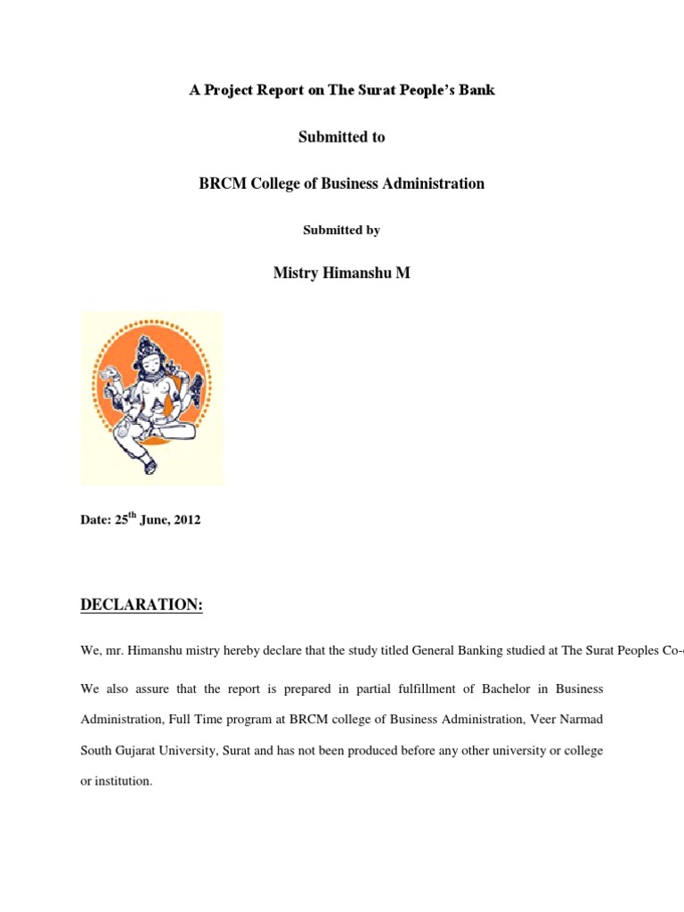 A Project Report On The Surat People | PDF | Banks | Cooperative