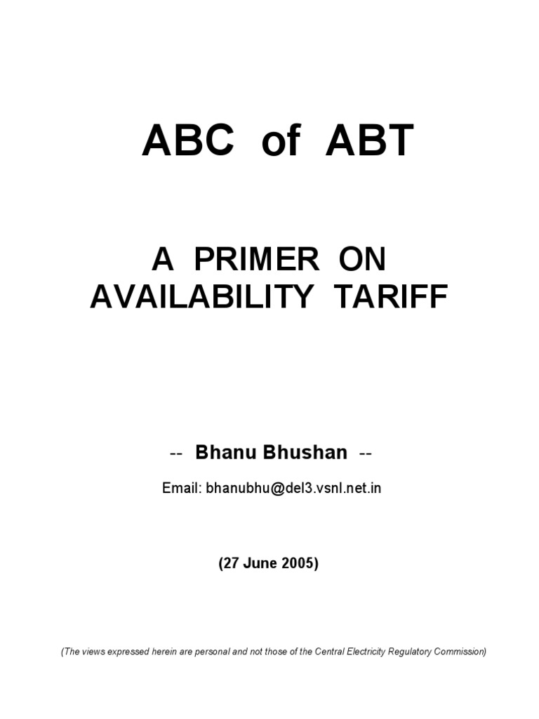A Primer On Availability Tariff | PDF | Power Station | Electrical Grid
