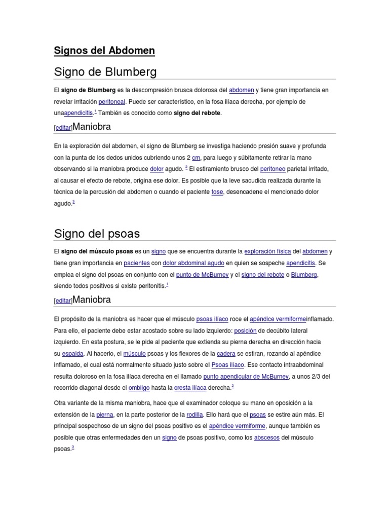 Signos de Apendicitis en el Abdomen | PDF | Síntomas y signos ...